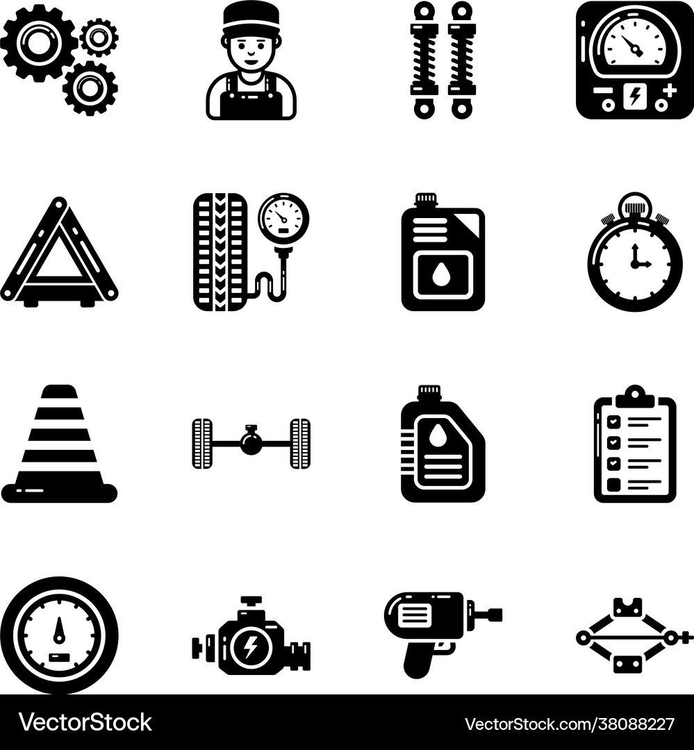 Pack car equipment glyph icons Royalty Free Vector Image