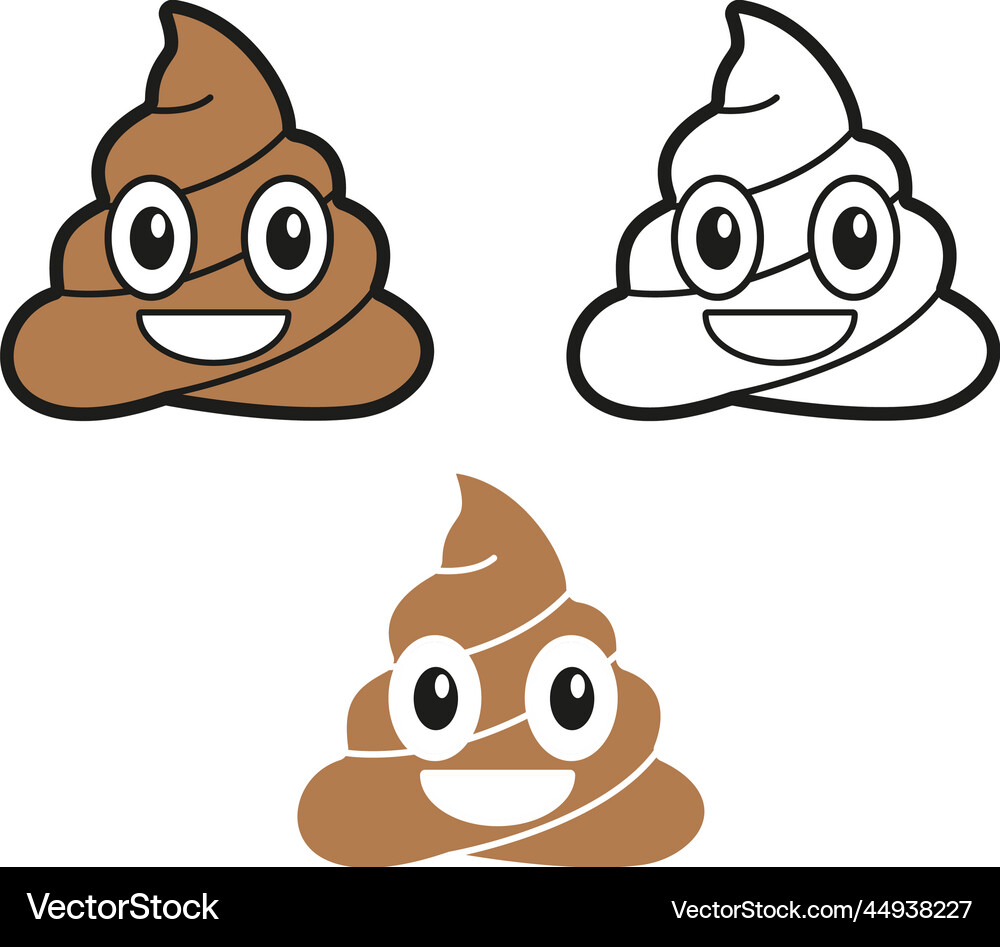 Poop sticker cute cartoon draw Royalty Free Vector Image