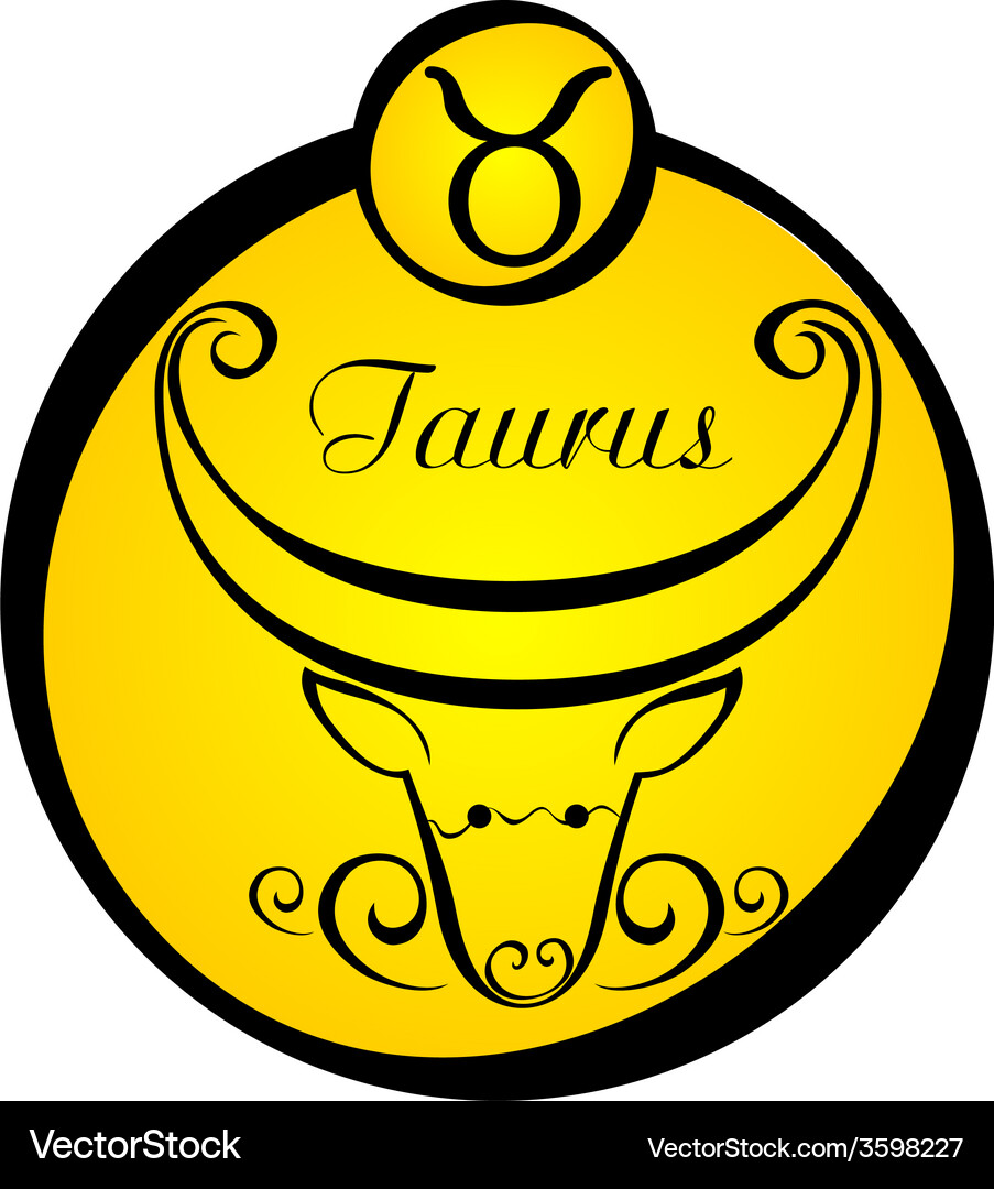 Stylized zodiac signs in a yellow circle taurus Vector Image