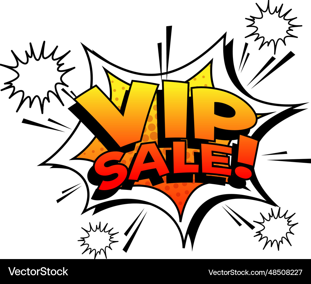 Vip sale in retro comic style icon Royalty Free Vector Image