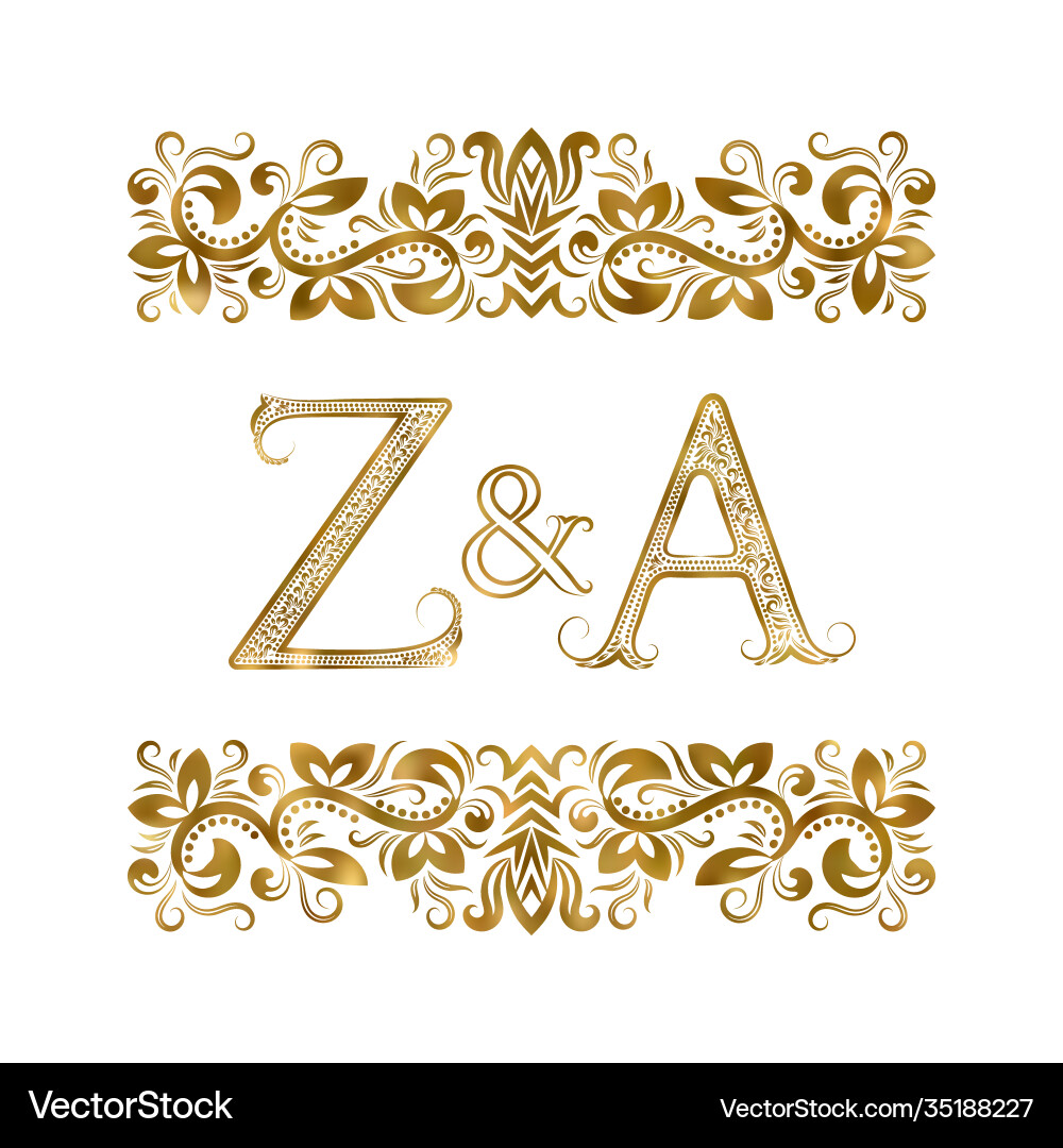 Z and a initials vintage logo letters Royalty Free Vector