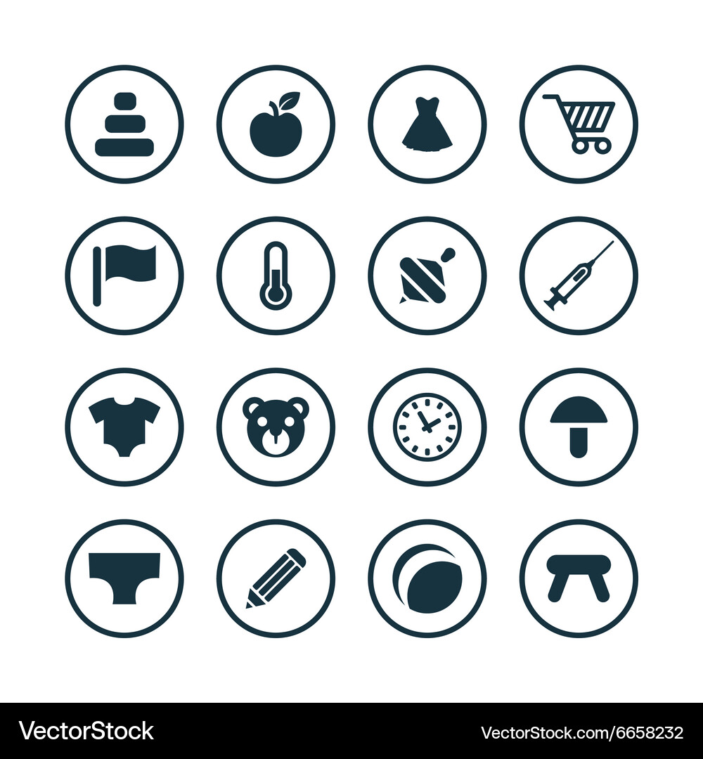 Baby kids icons universal set Royalty Free Vector Image