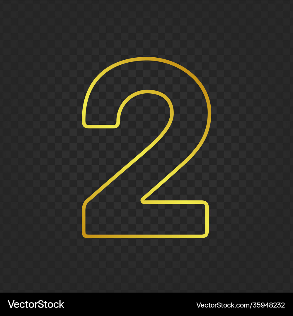 Golden Glittering Number Two Royalty Free Vector Image