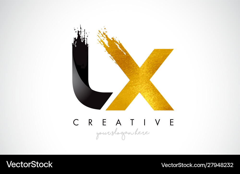 Lx letter design with brush stroke and modern 3d Vector Image