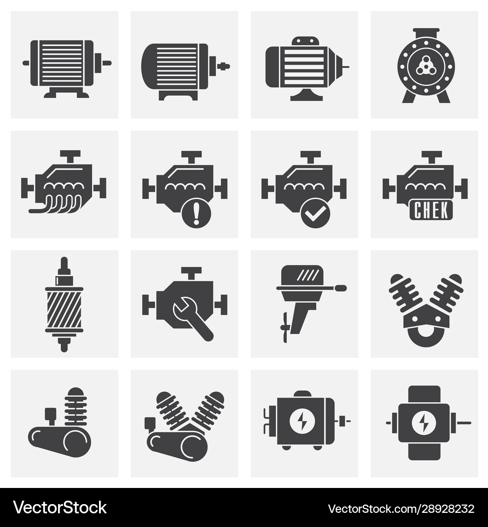 Motor related icons set on background for graphic Vector Image