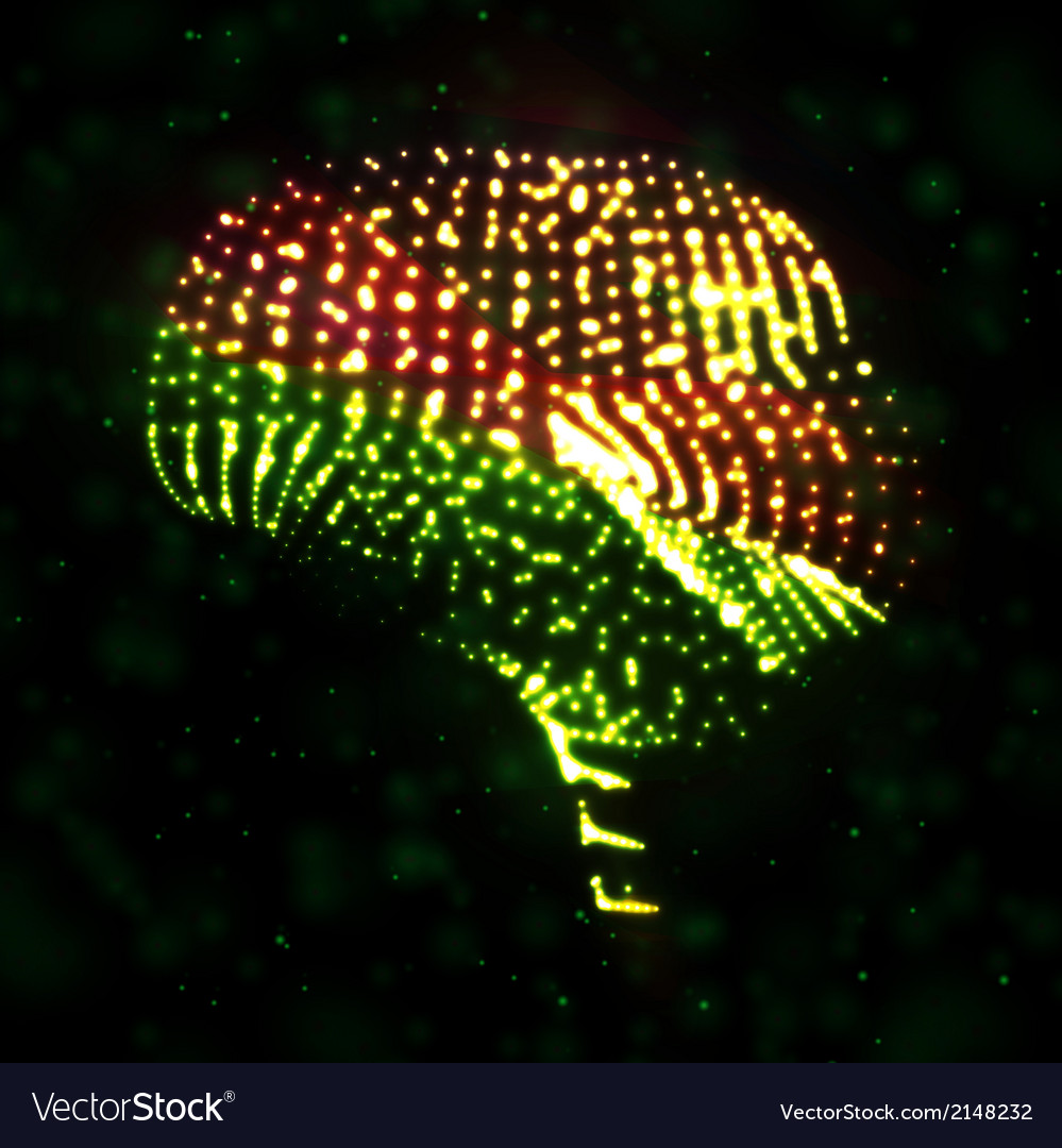 Neon brain Royalty Free Vector Image - VectorStock