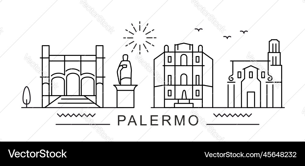 Palermo city line view poster print minimal Vector Image