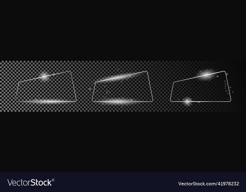 Silver glowing rounded trapezoid shape frame Vector Image