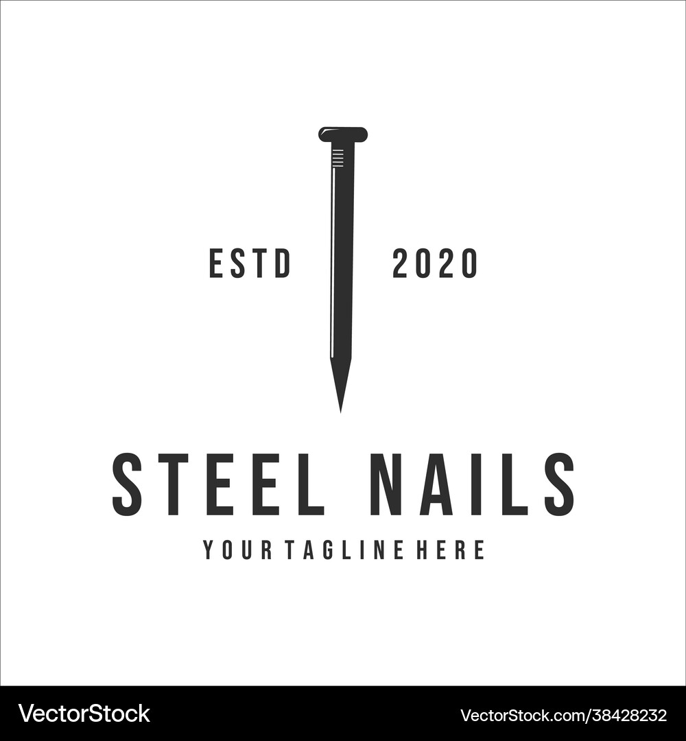 Steel nails logo vintage template design nails Vector Image