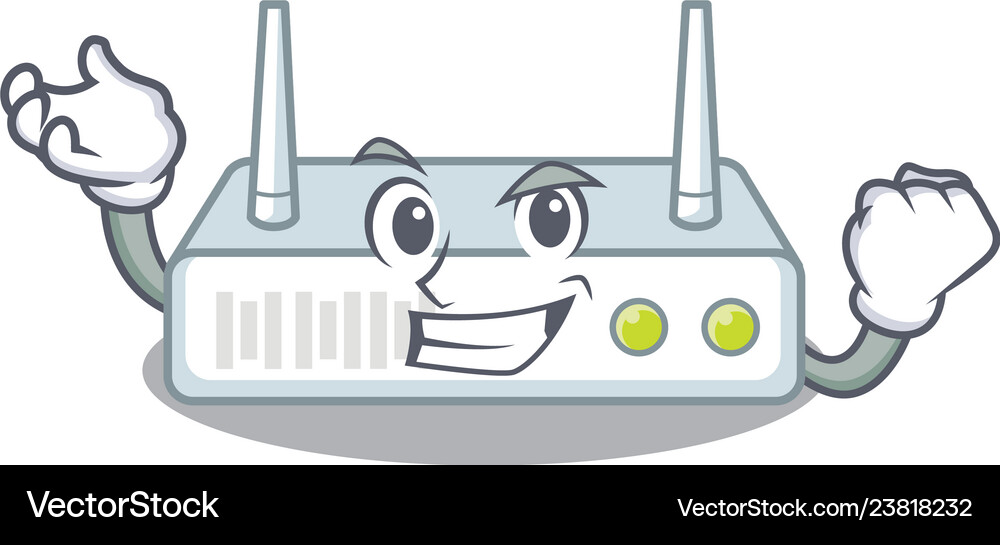 Successful router is installed in cartoon wall Vector Image