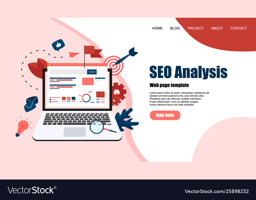Webpage template seo analysis Royalty Free Vector Image