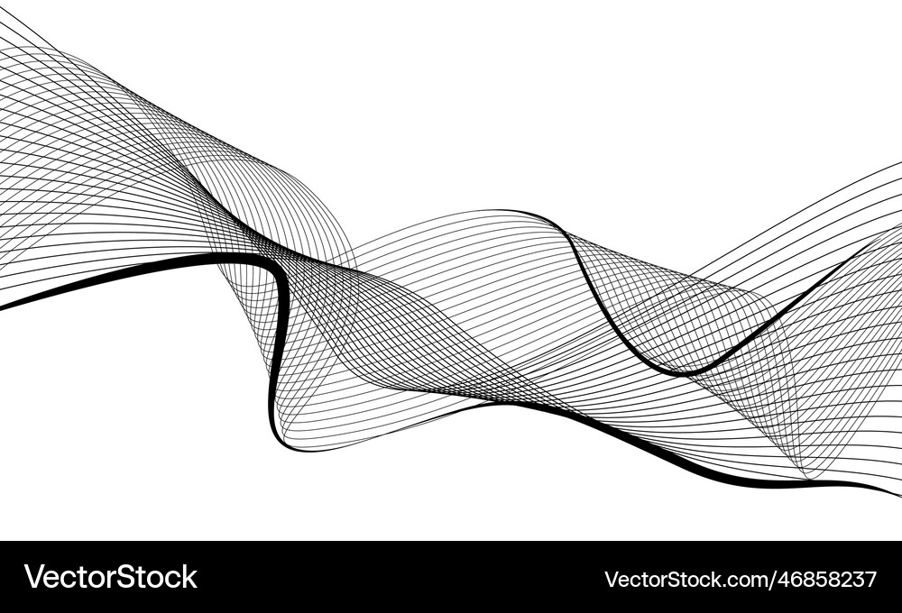 Abstract black line curve wave woven on white Vector Image