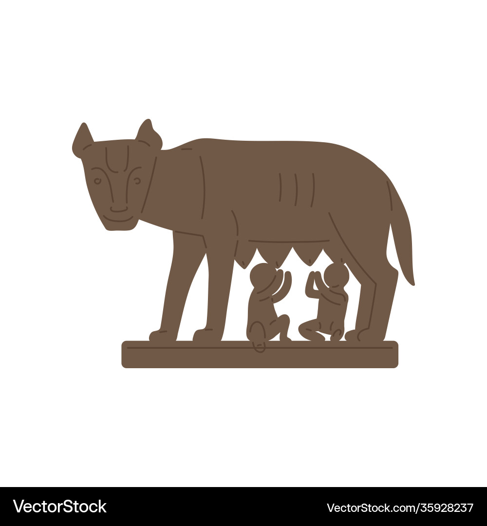 Ancient roman capitoline wolf flat silhouette Vector Image