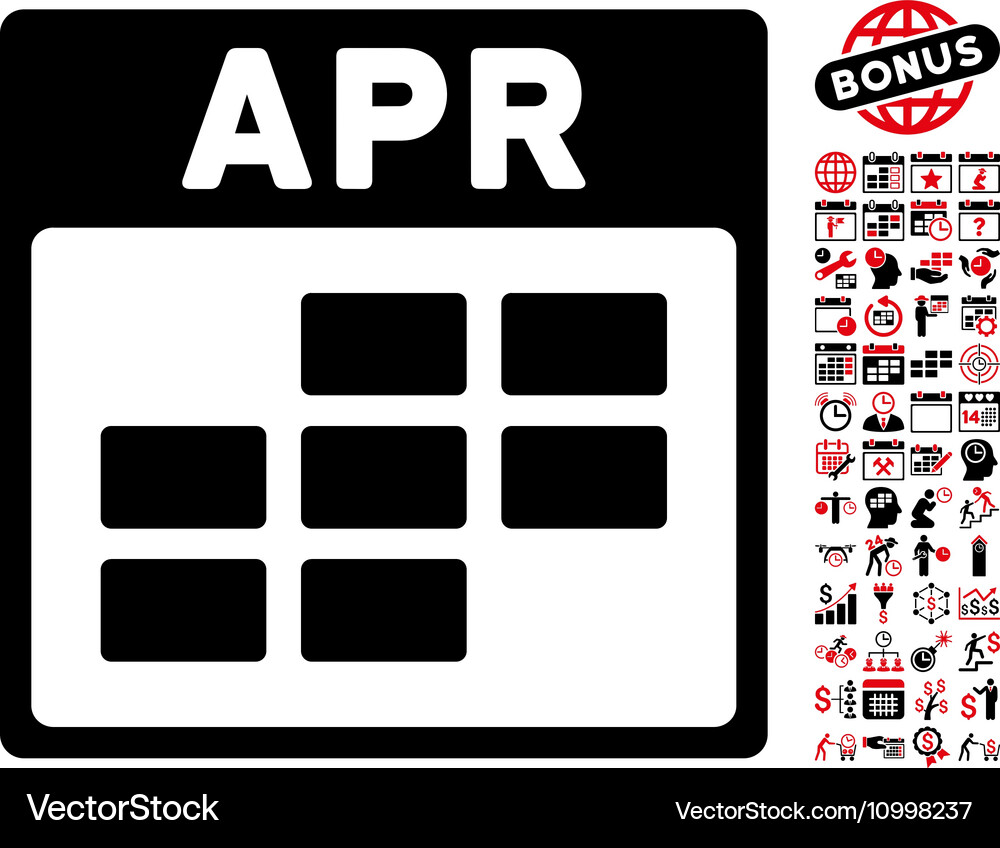 April calendar grid flat icon with bonus Vector Image