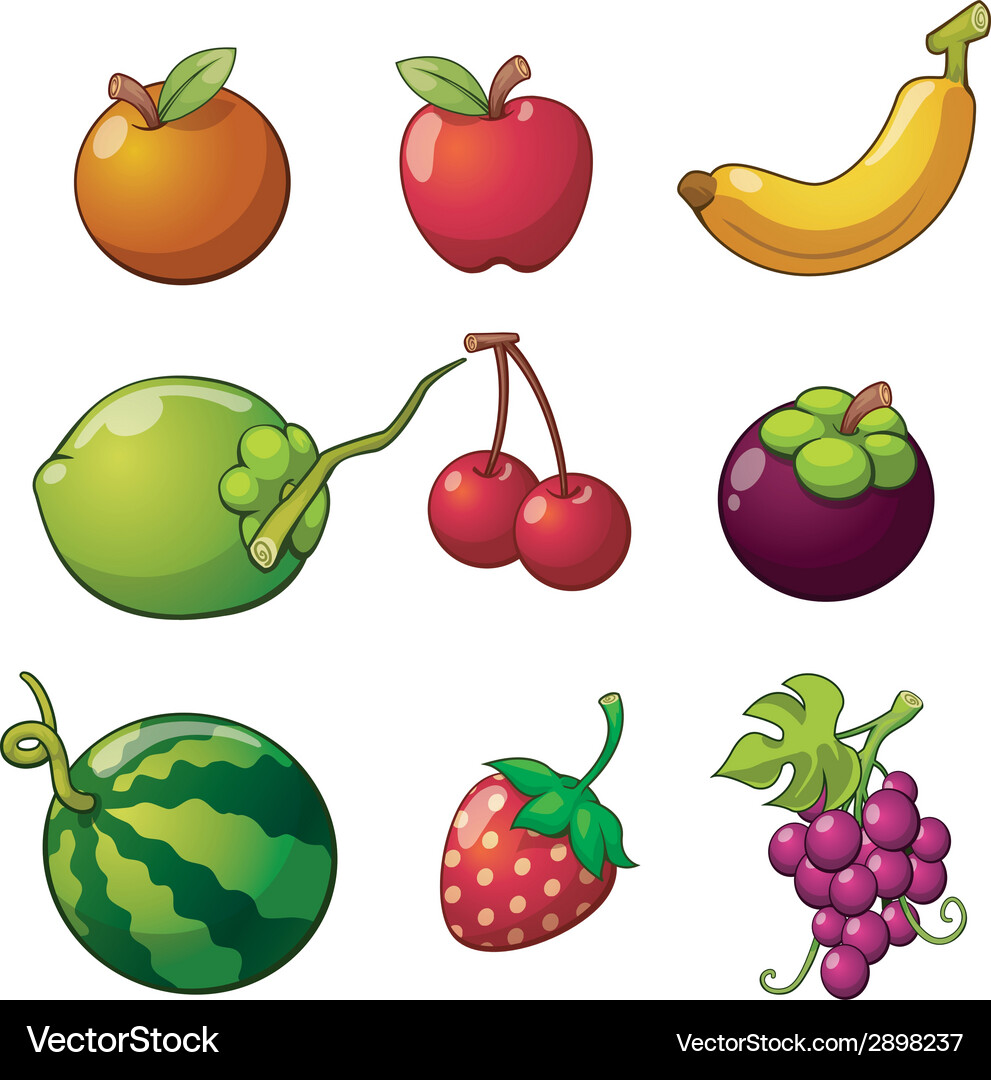 Cartoon Fruit Set Royalty Free Vector Image - VectorStock