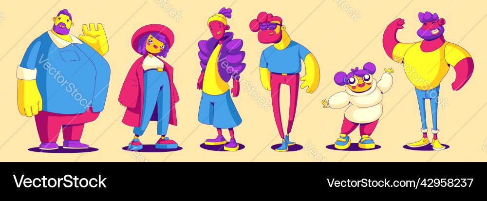 Contemporary art with funny abstract characters Vector Image