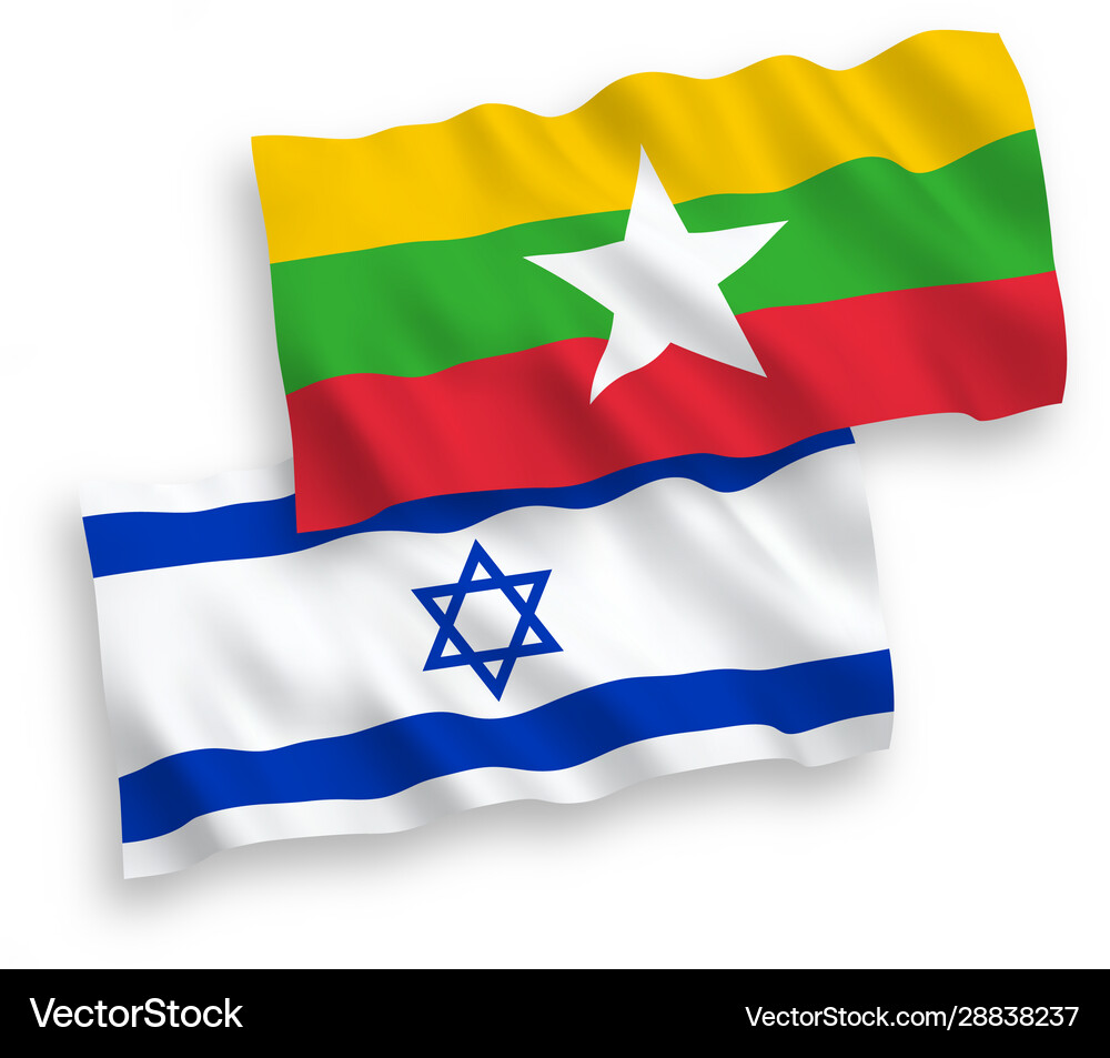Flags myanmar and israel on a white background Vector Image
