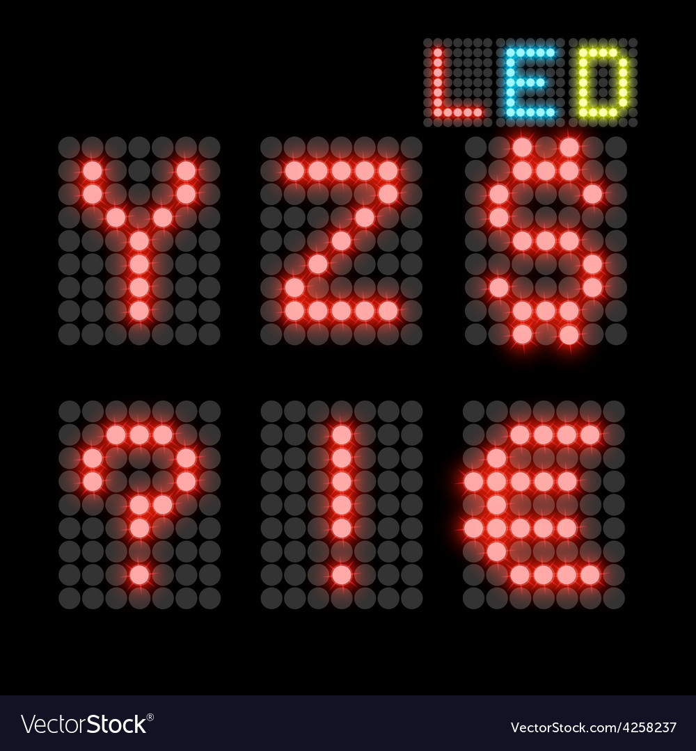 Led font Royalty Free Vector Image - VectorStock