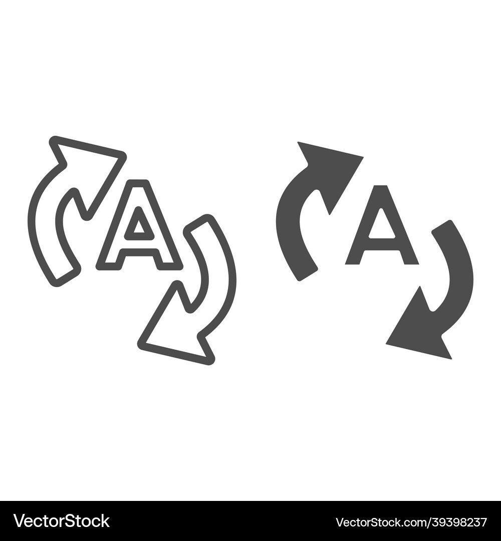 Letter a with two arrows translation line Vector Image