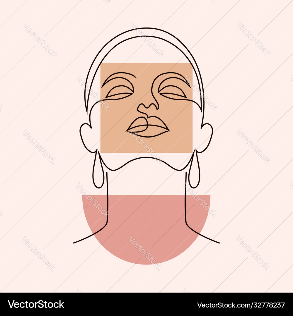 Minimal woman face and geometric shape Royalty Free Vector