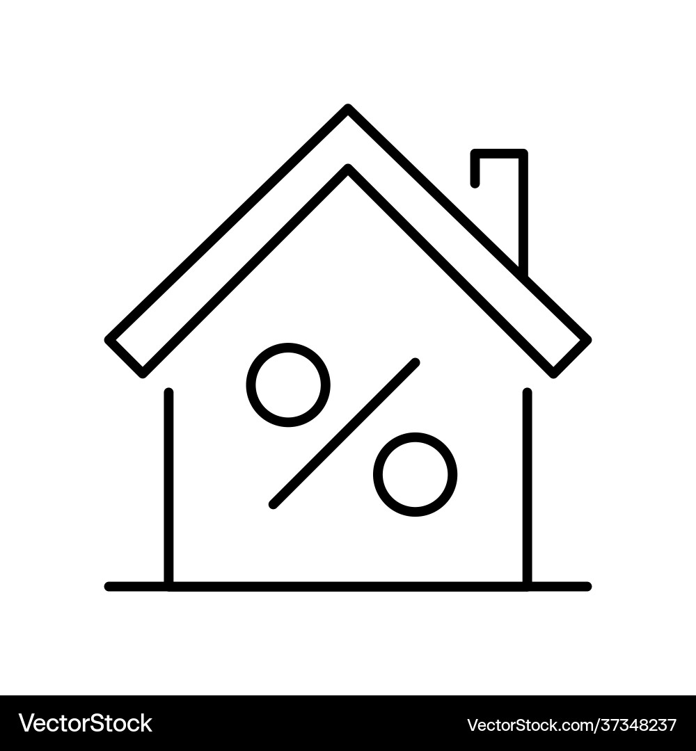 Outline house mortgage rate icon Royalty Free Vector Image