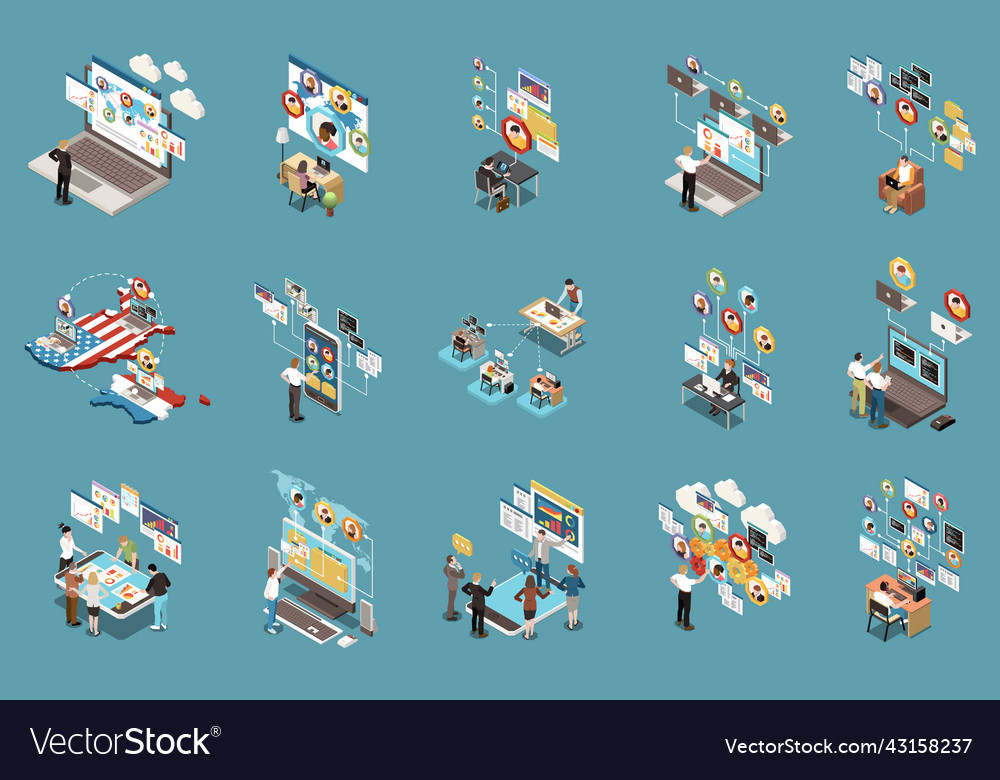Remote management set Royalty Free Vector Image