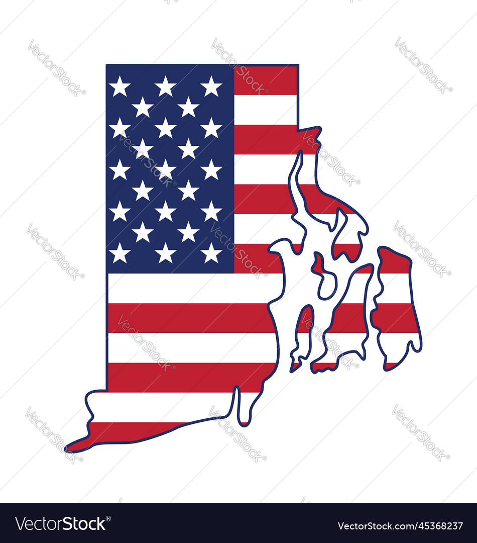 Rhode Island State Map Shape With Usa Flag Vector Image