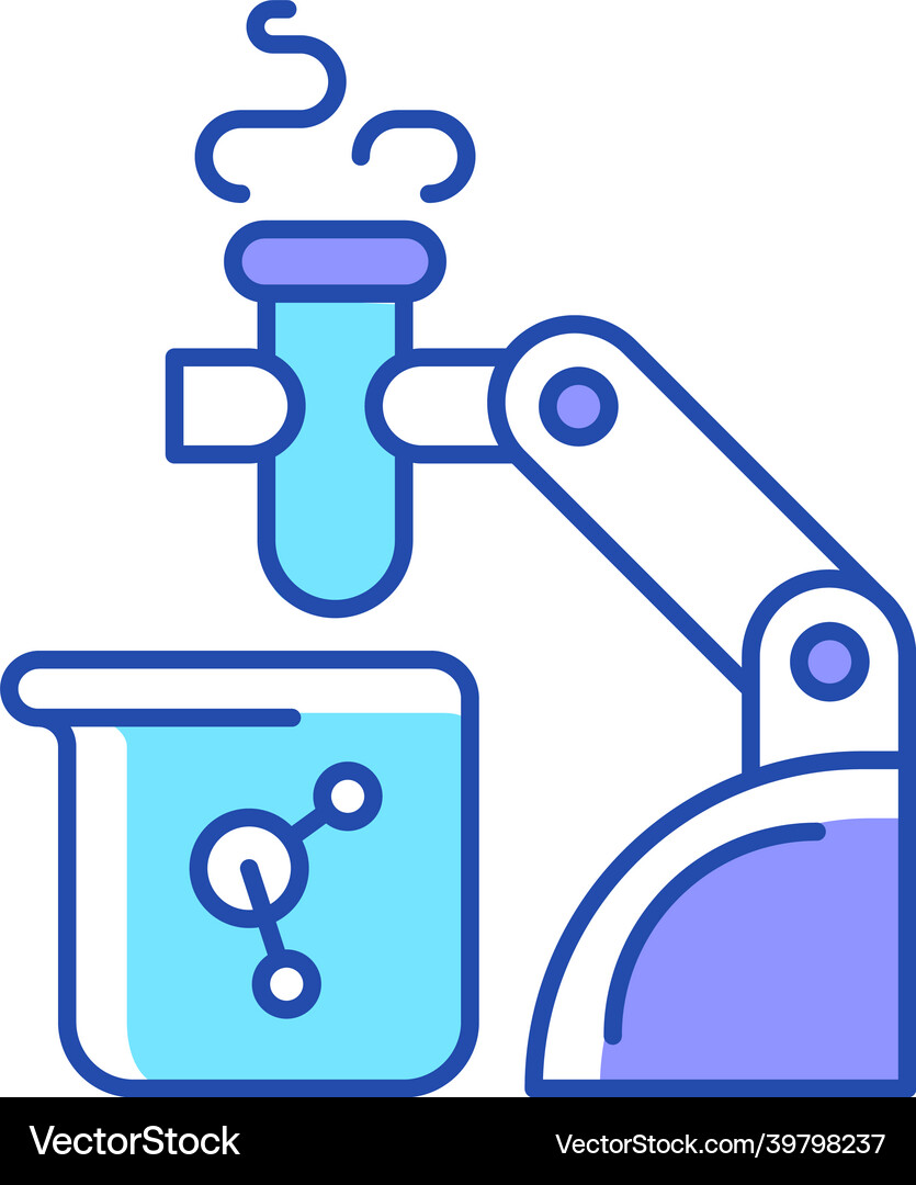 Robotic lab assistance rgb color icon Royalty Free Vector