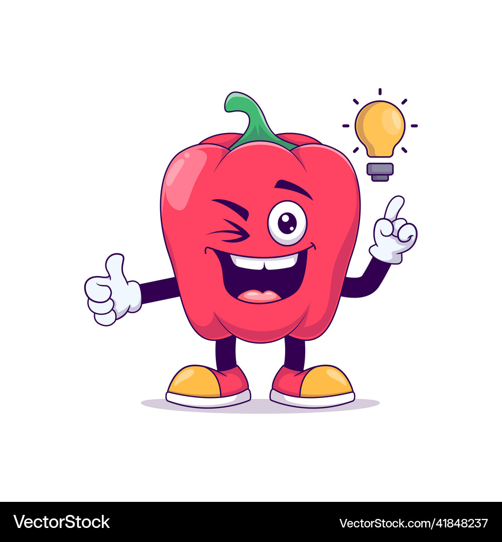 Smiling face with wink eye blink bell pepper Vector Image