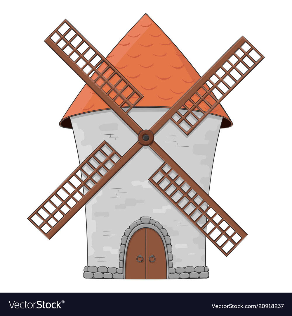 Windmill colored doodle Royalty Free Vector Image