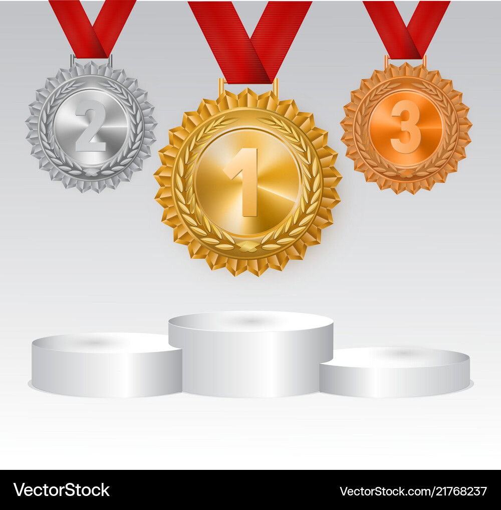 Winner background with golden silver and bronze Vector Image