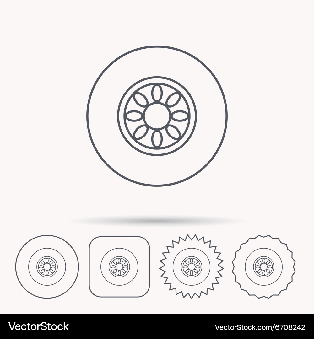 Car wheel icon automobile service sign Royalty Free Vector