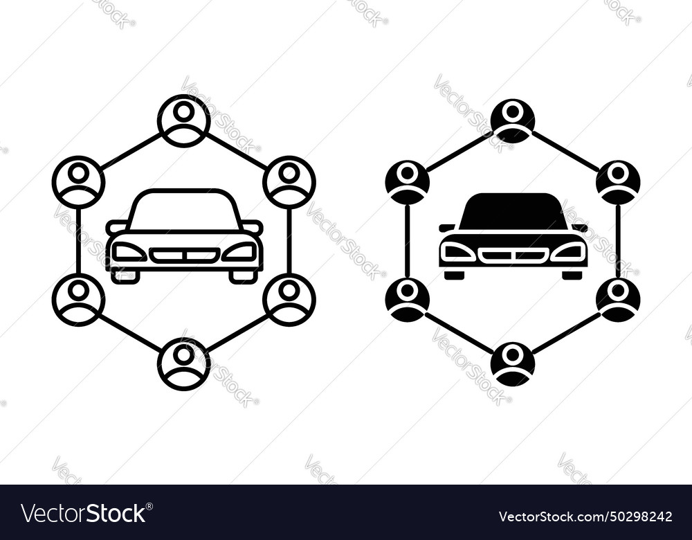 Carpool share icon set carsharing service symbol Vector Image