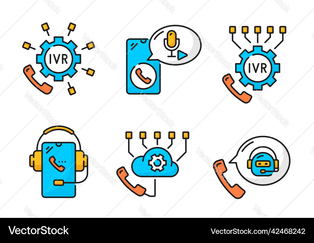 Color ivr icons interactive voice response app Vector Image
