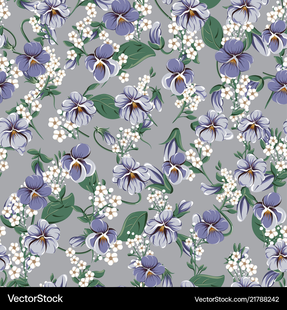 Drawing of seamless pattern with viola flowers Vector Image