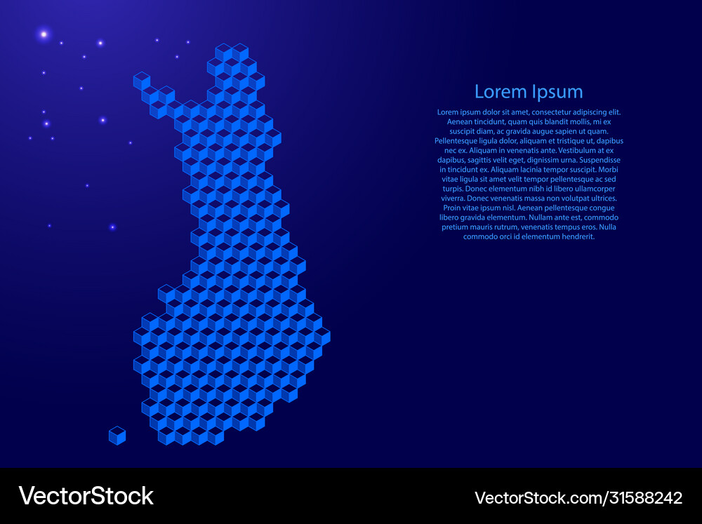 Finland map from 3d classic blue color cubes Vector Image