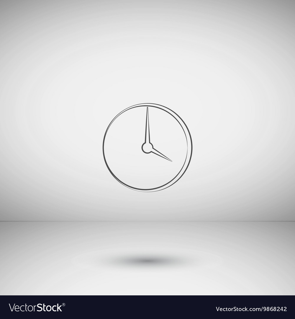 Flat round clock icon Royalty Free Vector Image