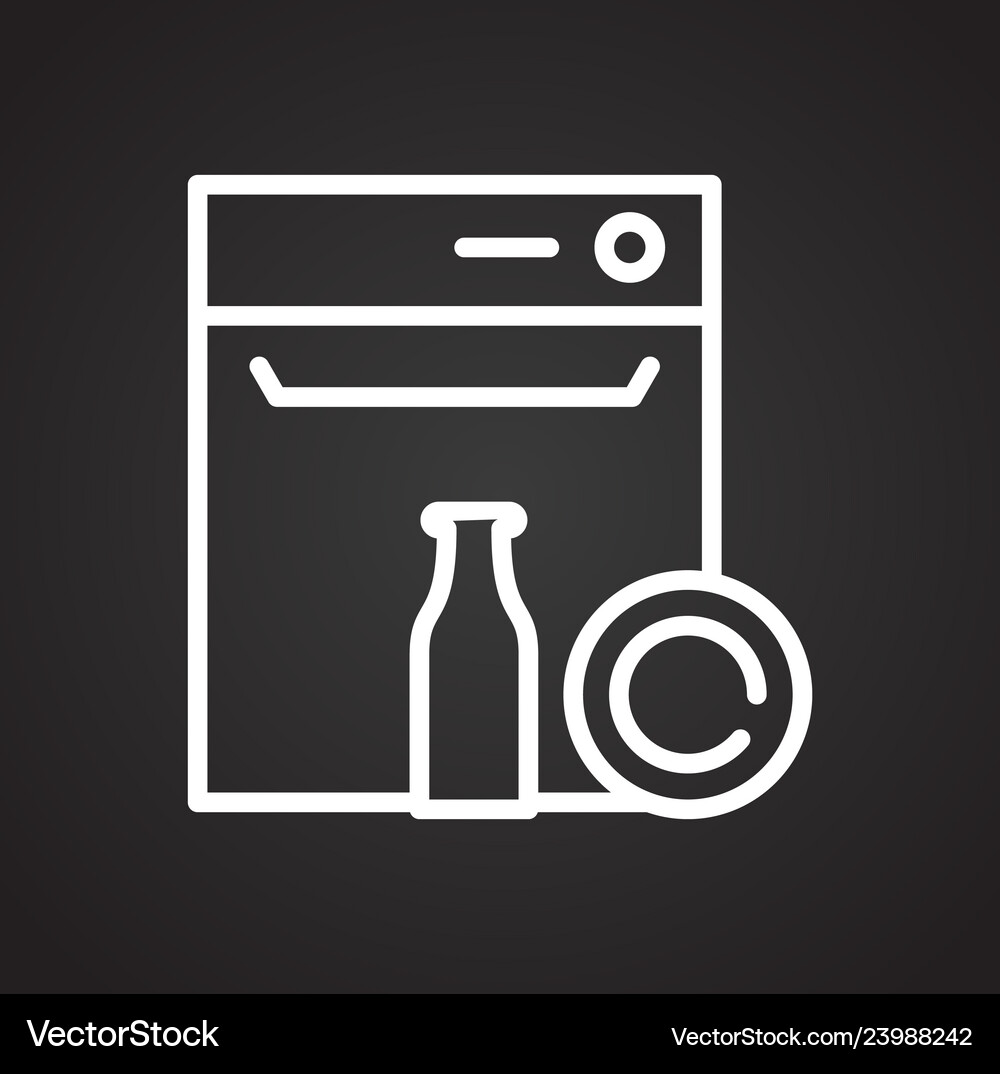 Glassware cleaning line icon on black background Vector Image