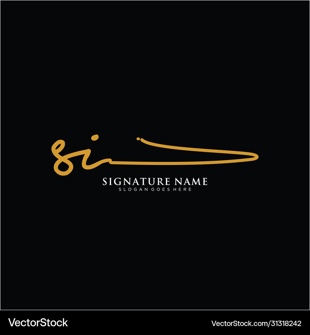 Letter si signature logo template Royalty Free Vector Image