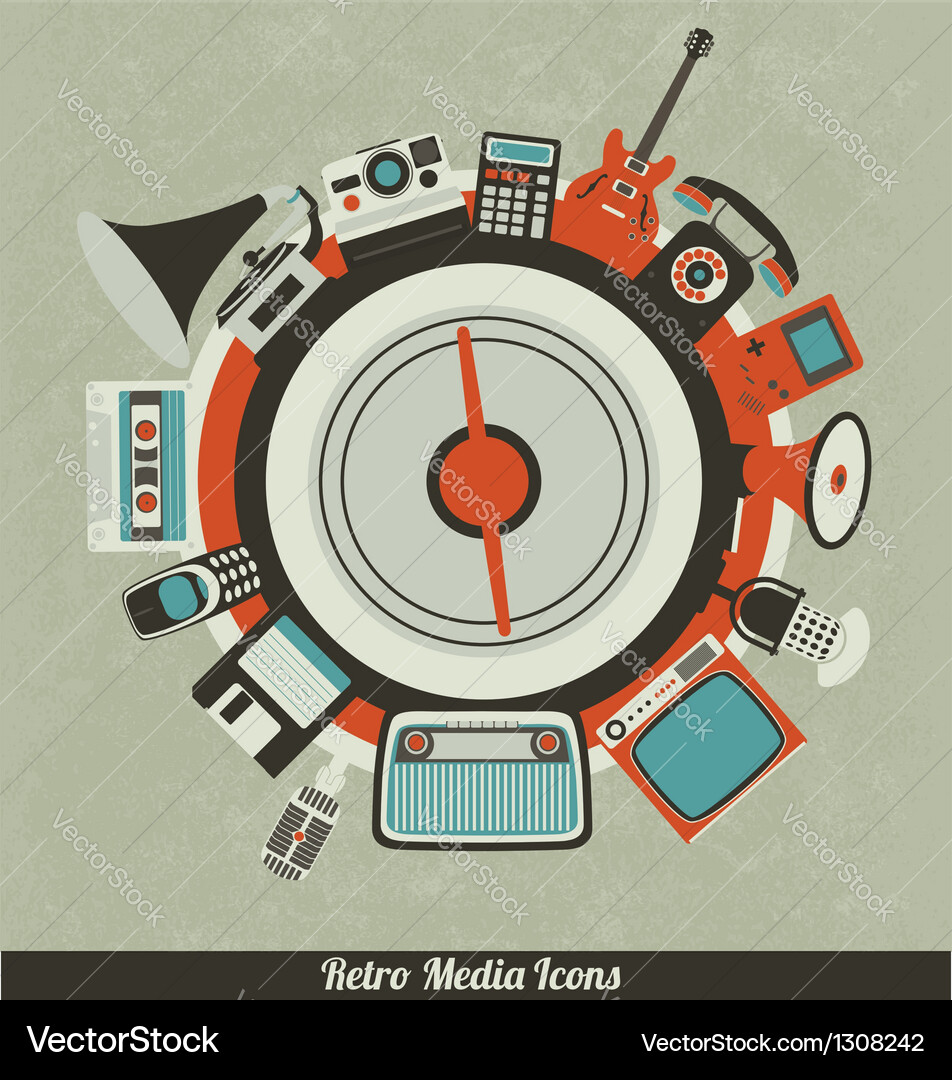 Retro Media Icons - Circular Collection Royalty Free Vector