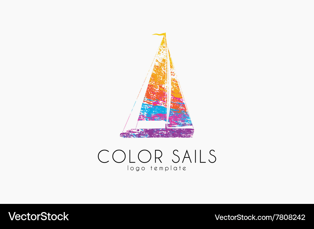 Sails logo color boat logo sailing logo Royalty Free Vector