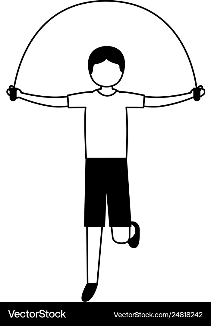 Sporty man jumping rope Royalty Free Vector Image