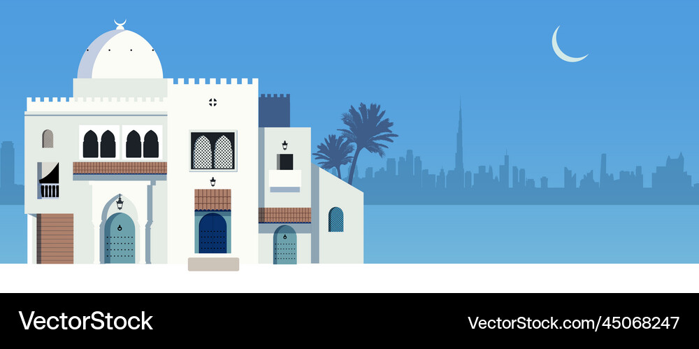 Arabic moroccan or mediterranean style buildings Vector Image