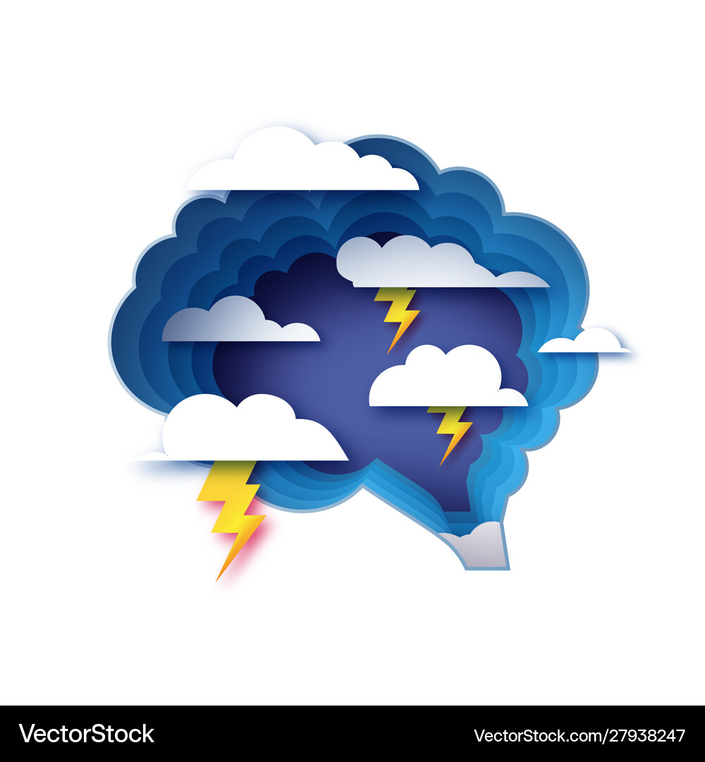Brainstorm paper cut style origami brain Vector Image