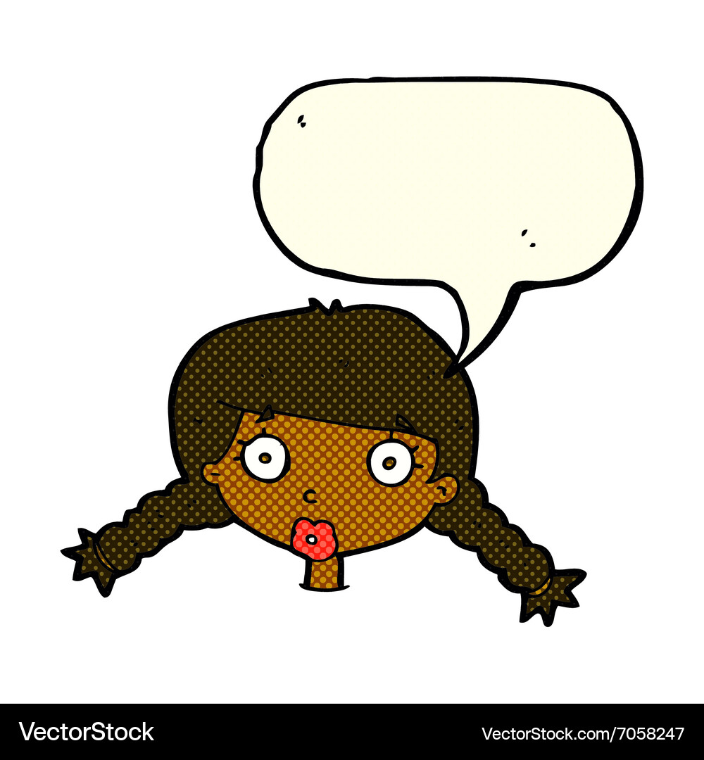 Cartoon confused female face with speech bubble Vector Image