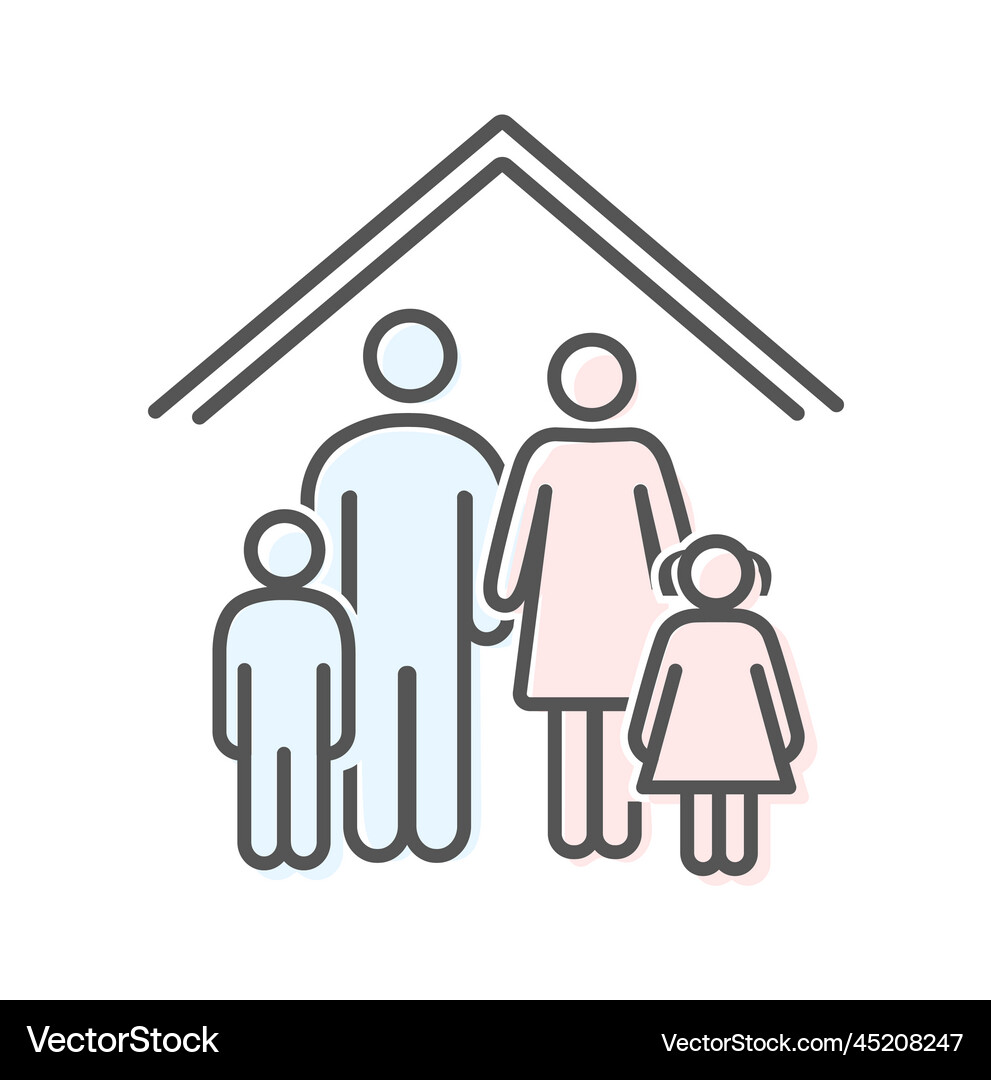 Color adoption family icon Royalty Free Vector Image