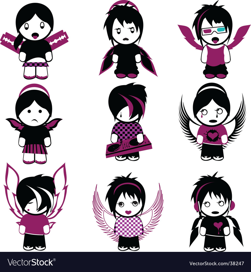 Emo angels Royalty Free Vector Image - VectorStock