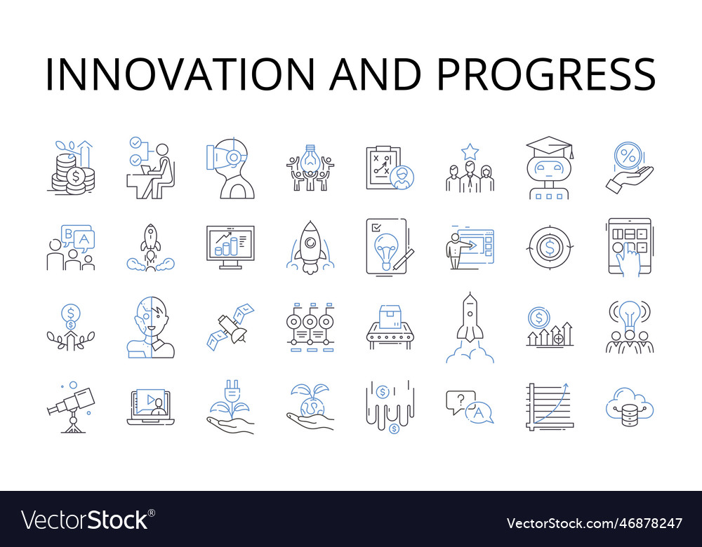 Innovation and progress line icons collection Vector Image Innovation and progress line icons collection Vector Image