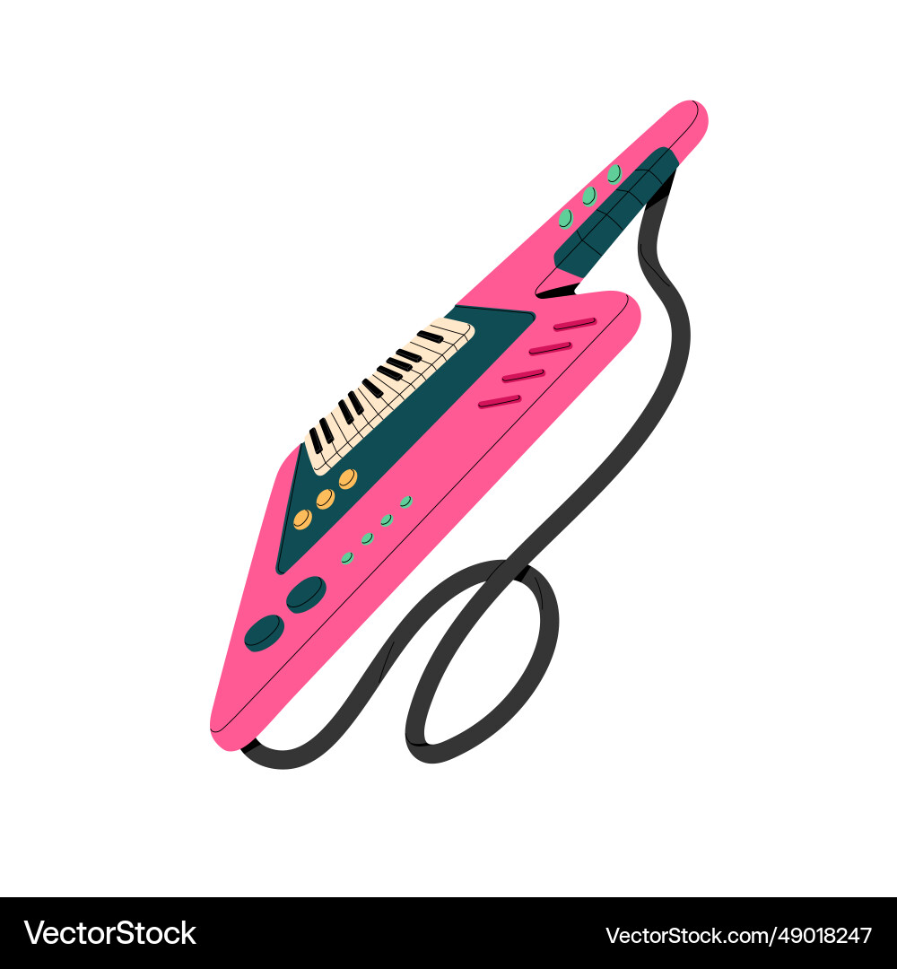 Retro musical instrument pink guitar with Vector Image