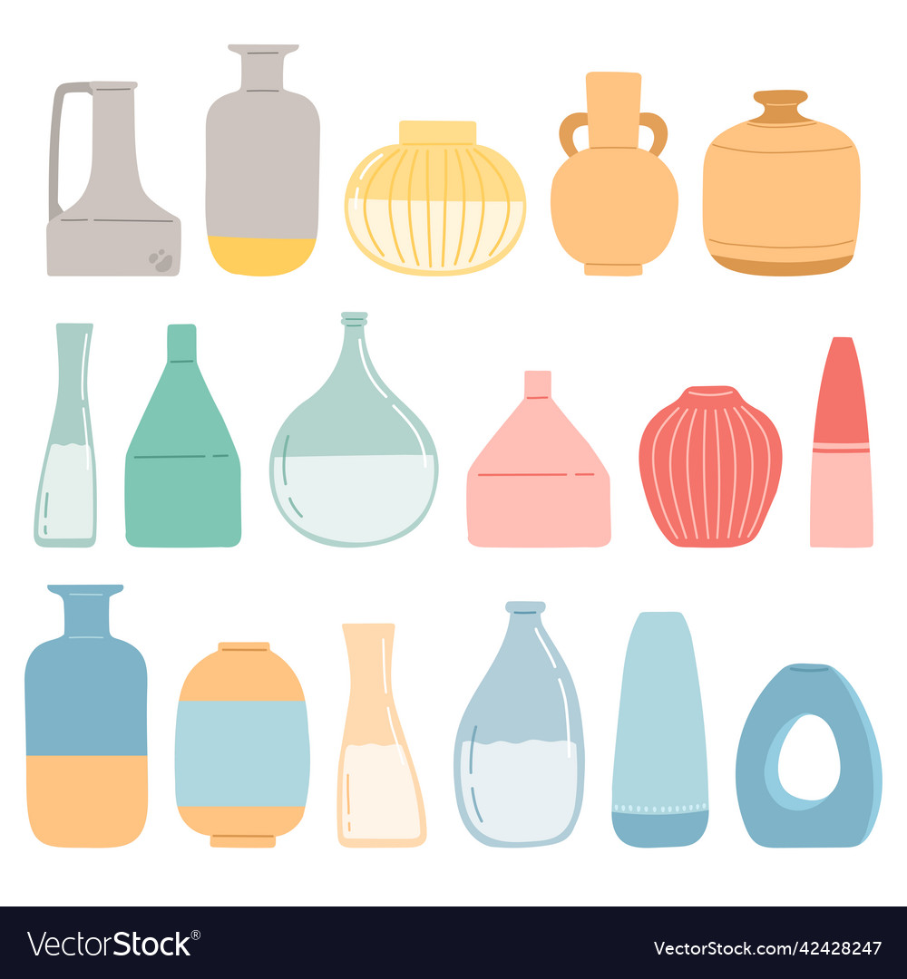Vase set flat design Royalty Free Vector Image